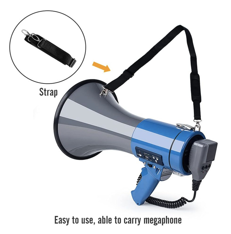 50W Military Megaphone Built In Siren 0.3KM Loudspeaker Bullhorn 155 X ...