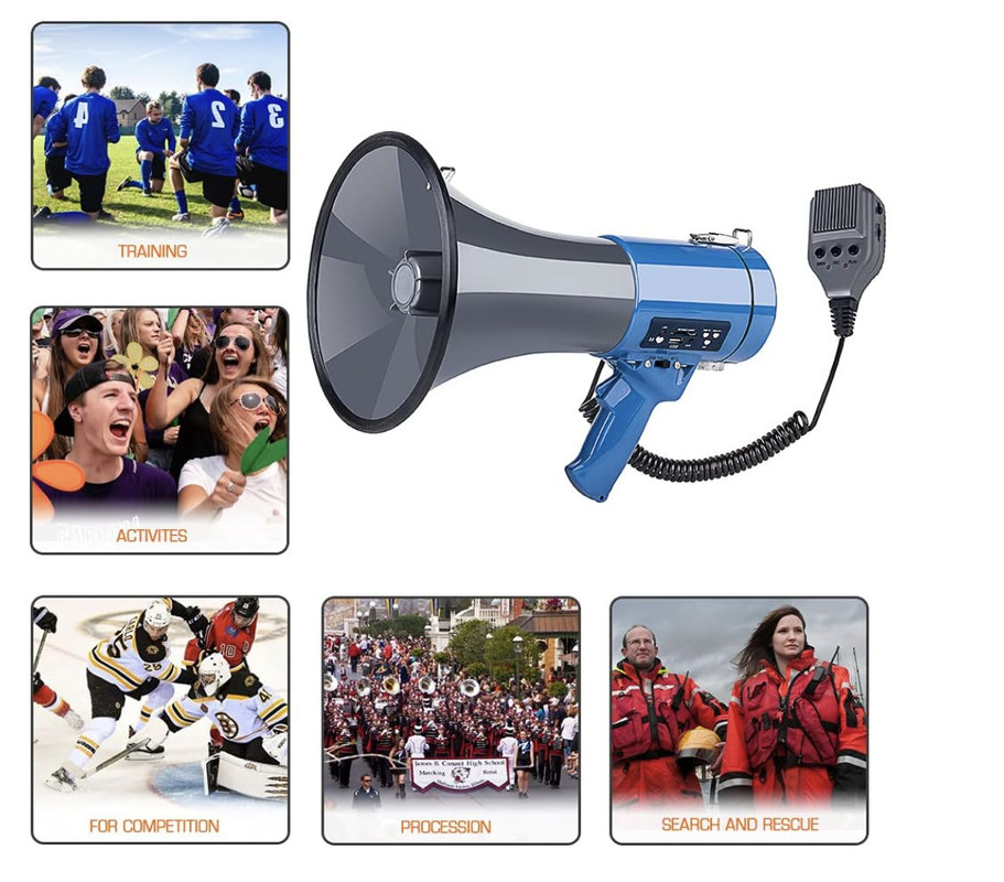 50W Military Megaphone Built In Siren 0.3KM Loudspeaker Bullhorn 155 X ...